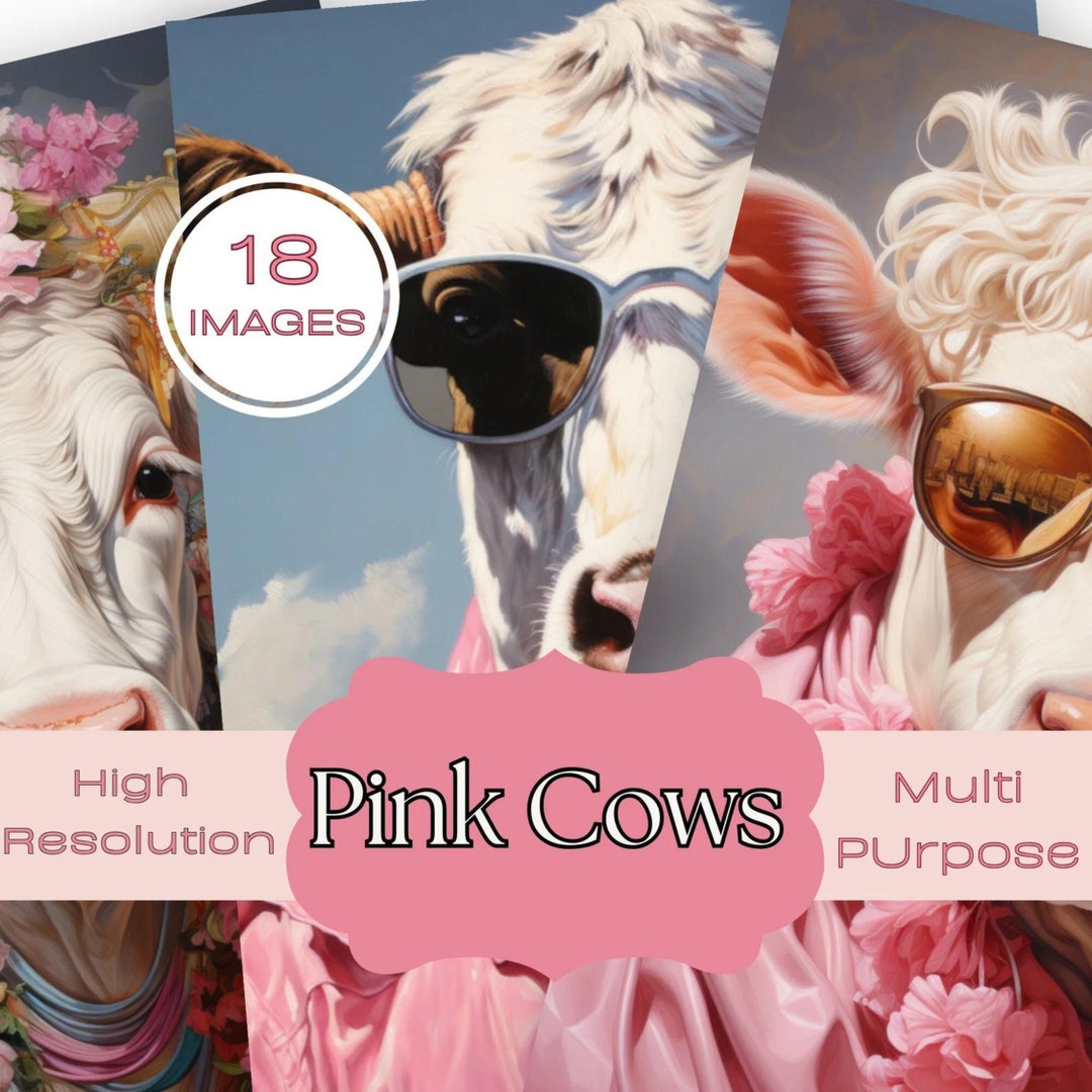 PINK COWS Wall Art | High Resolution, Wall Art Printable, Funny Prints ...