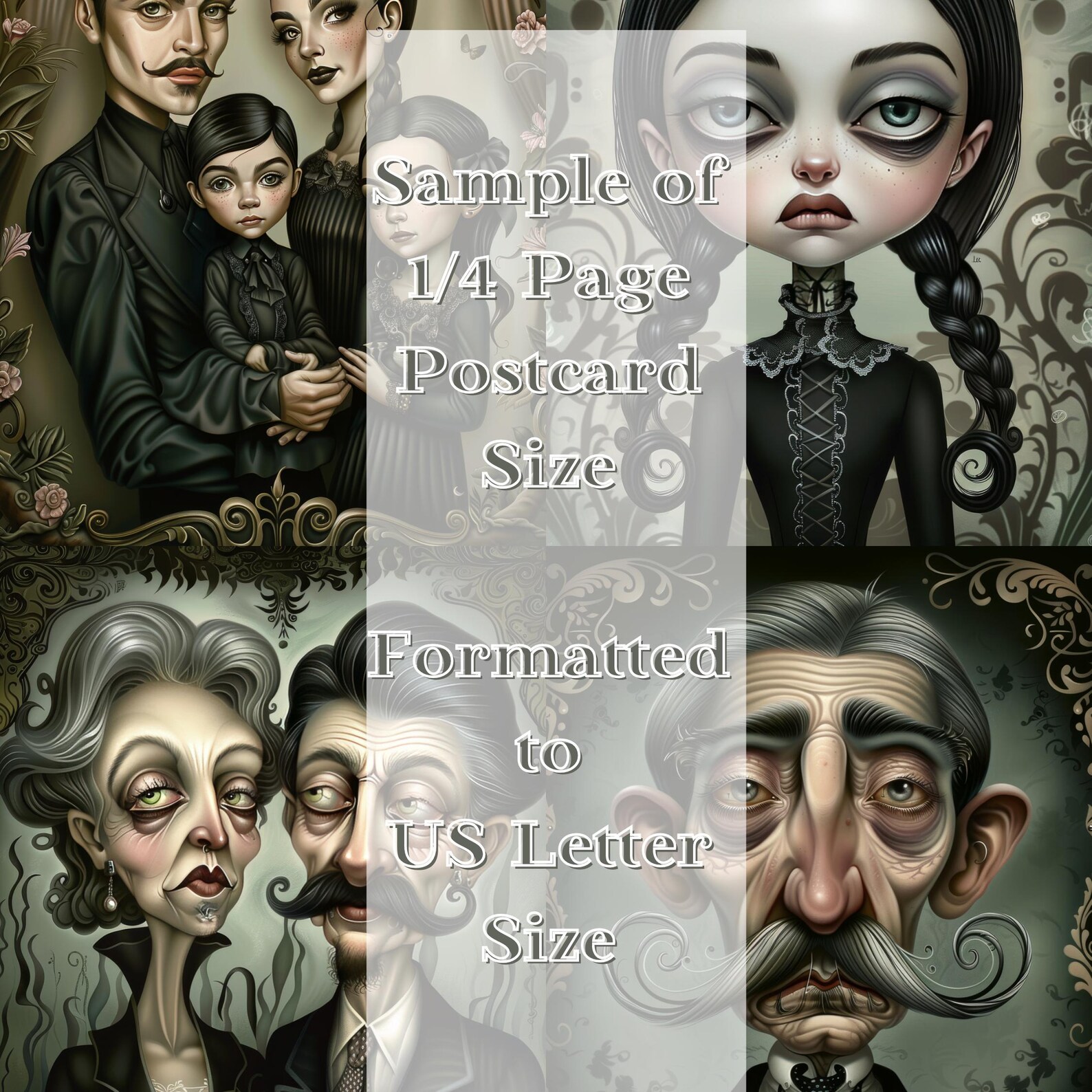 Gothic Halloween Art | Freaky Families Portrait Journaling Papers ...