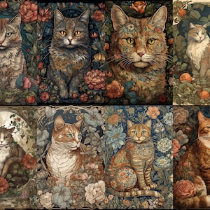 Art Nouveau Cats Journaling Papers | Printable Ephemera (digital ...