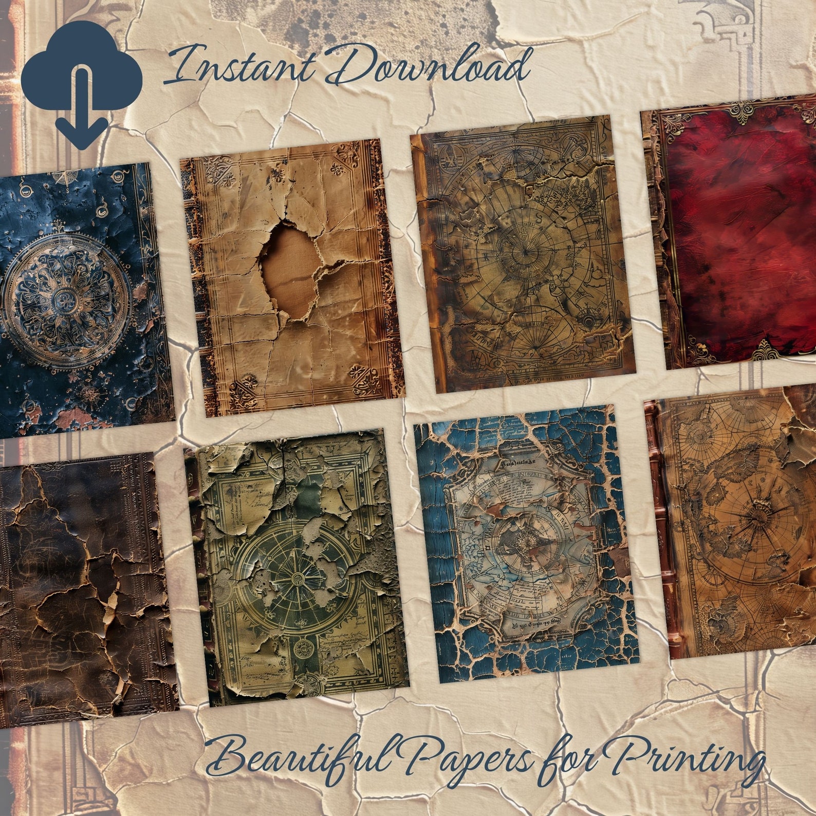 ANTIQUE BOOK COVERS | Junk Journaling Kit, Journal Backgrounds, Digital ...