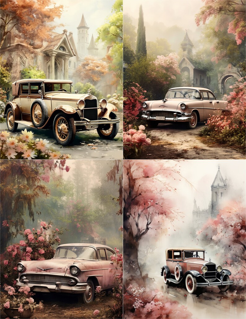 Vintage Car Ephemera | Junk Journal Kit, Scrapbooking (digital Download ...