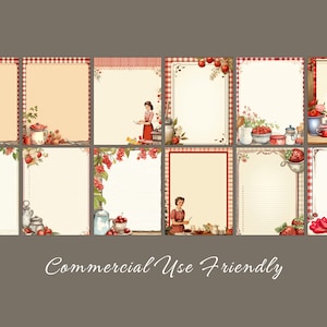 RECIPE BOOK COOKBOOK Themed Set of 70 Journaling Papers, Recipe Cards ...