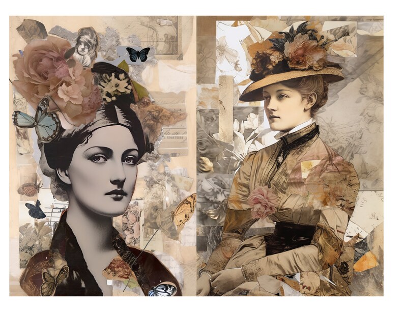 Vintage Portrait Collage Ephemera | Junk Journal Kit (digital Download ...