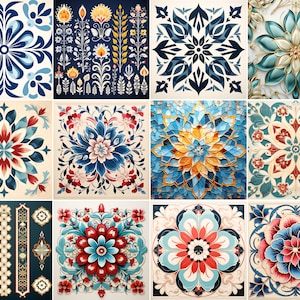BOHEMIAN SQUARES | Boho Journaling, Mediterranean Tiles, Crafting Paper ...