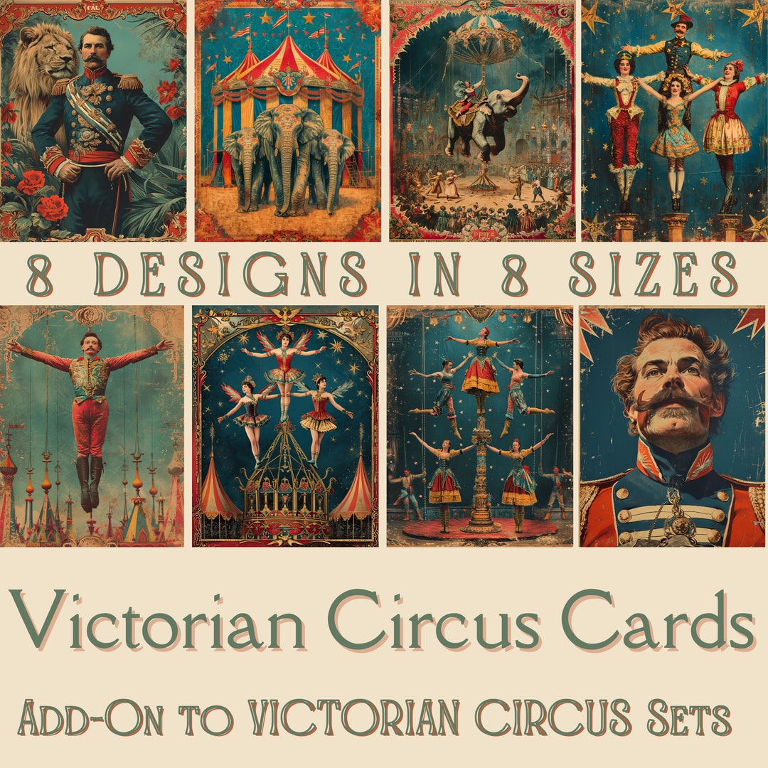 VICTORIAN CIRCUS CARDS | Junk Journal Supplies, Junk Journal Ephemera ...