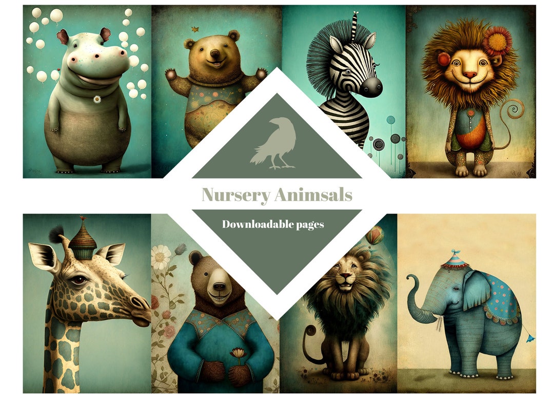NURSERY ANIMALS | Printable Posters, Digital Paper, Instant Download ...