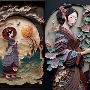 ASIAN PAPER QUILLED Instant Download, Digital Paper, Printable Junk ...