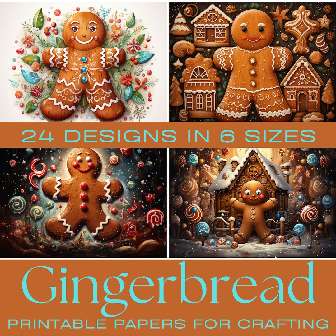 Gingerbread Christmas Digital Paper | Printable Journaling Cards ...