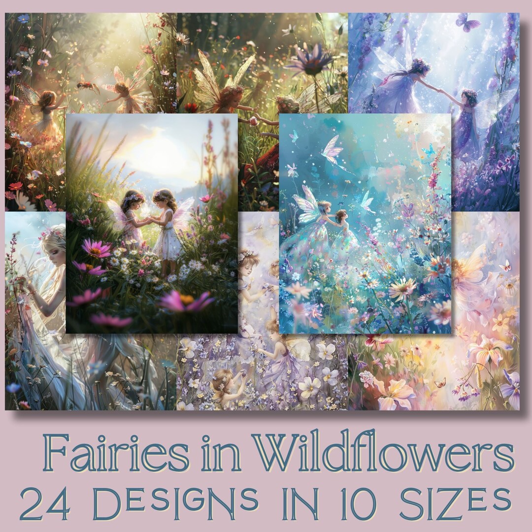 Fairies in Wildflowers Junk Journal Kit | Printable Ephemera (digital ...