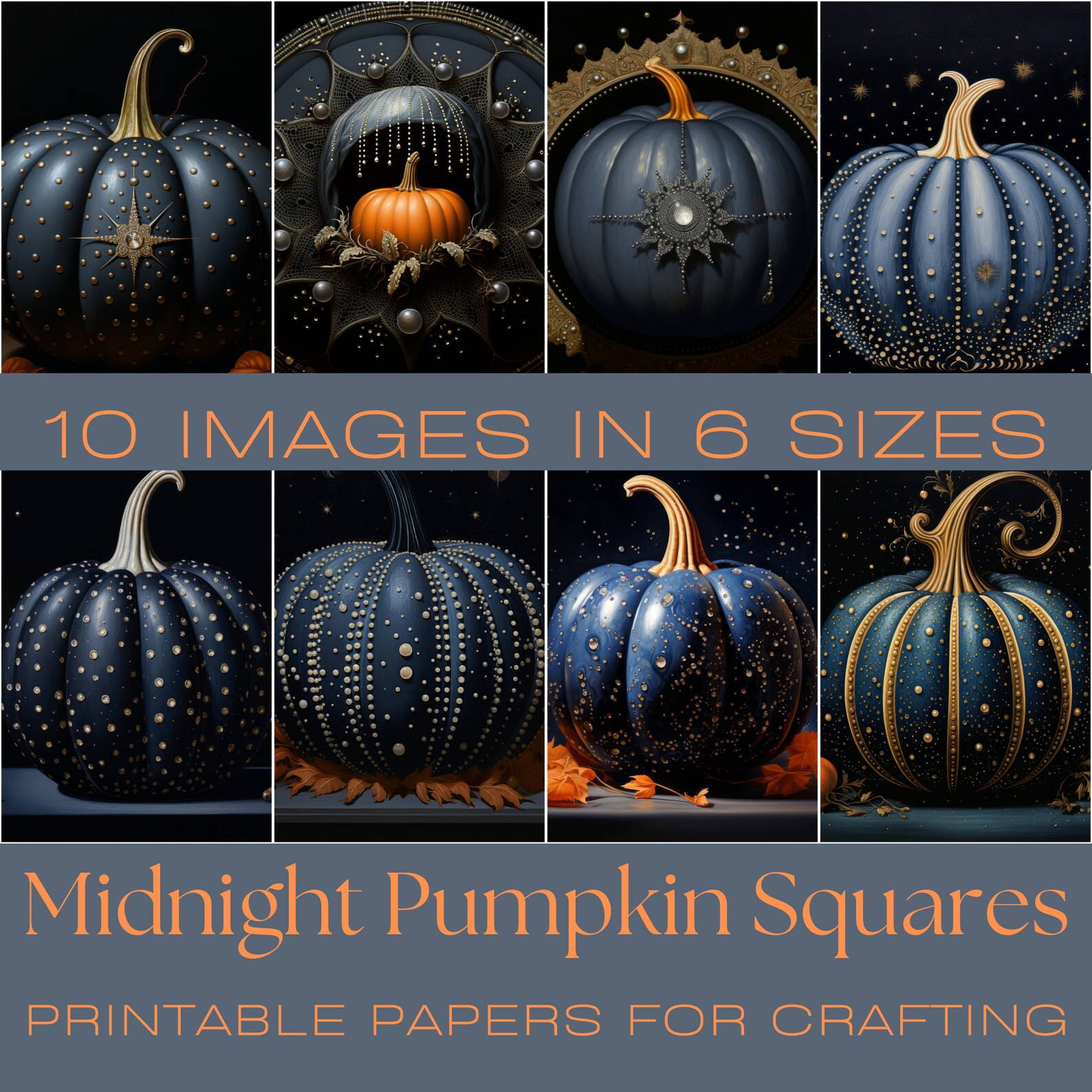 Midnight Pumpkin Digital Paper | Printable Ephemera, Junk Journal ...