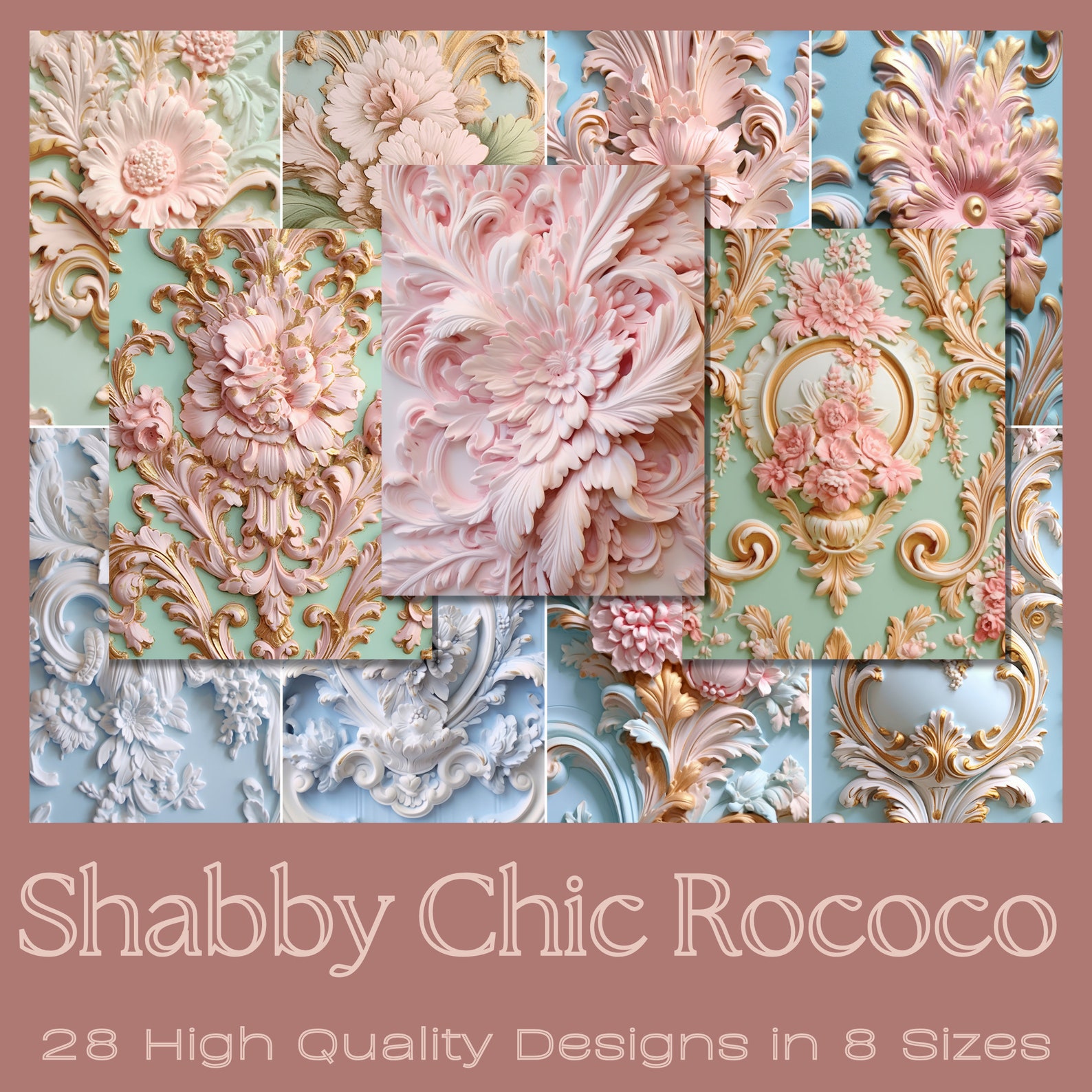 SHABBY CHIC Rococo Background Designs | Journaling Papers, ATC Card ...