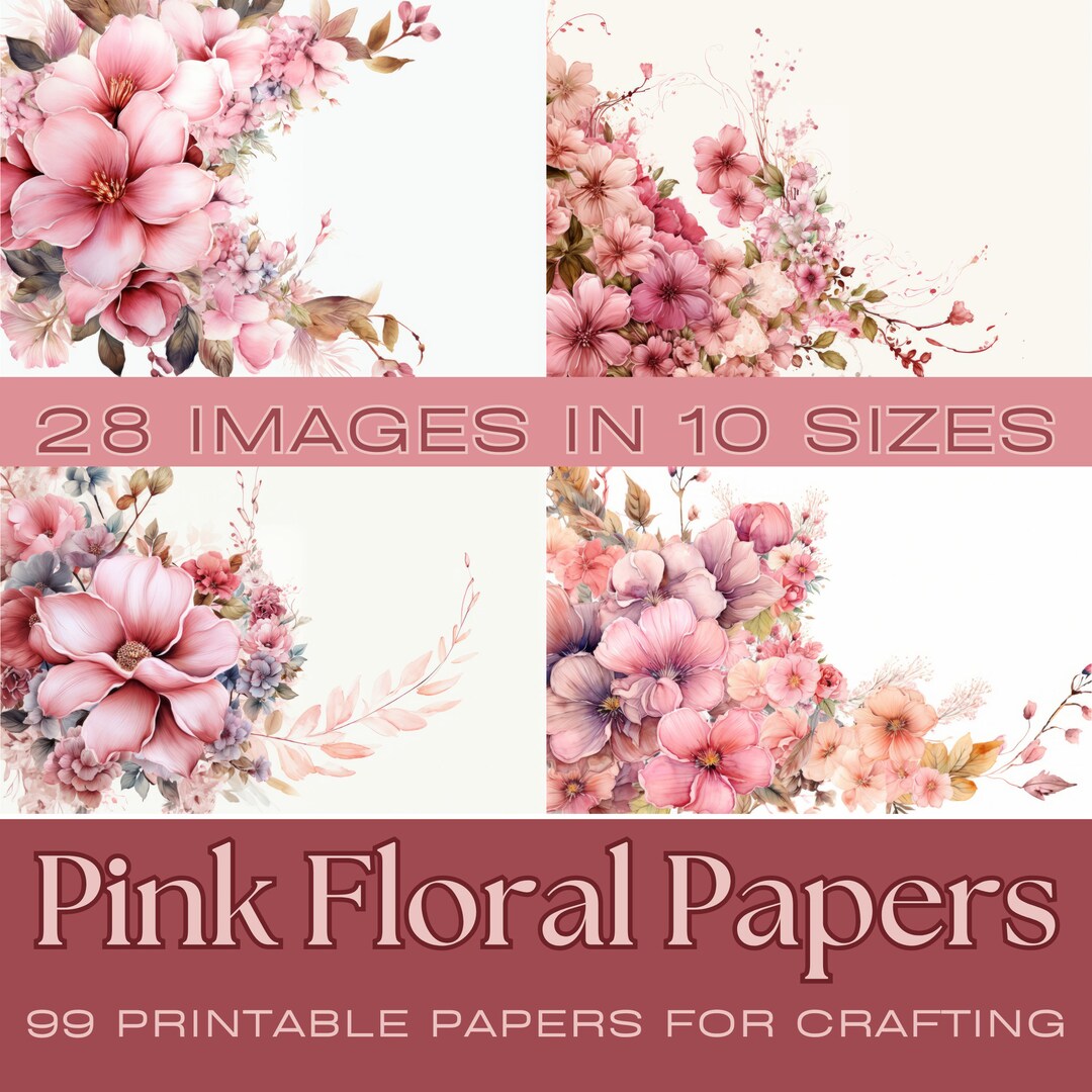 PINK FLORAL PAPERS | Horizontal Journaling Papers, Floral Name Tags ...