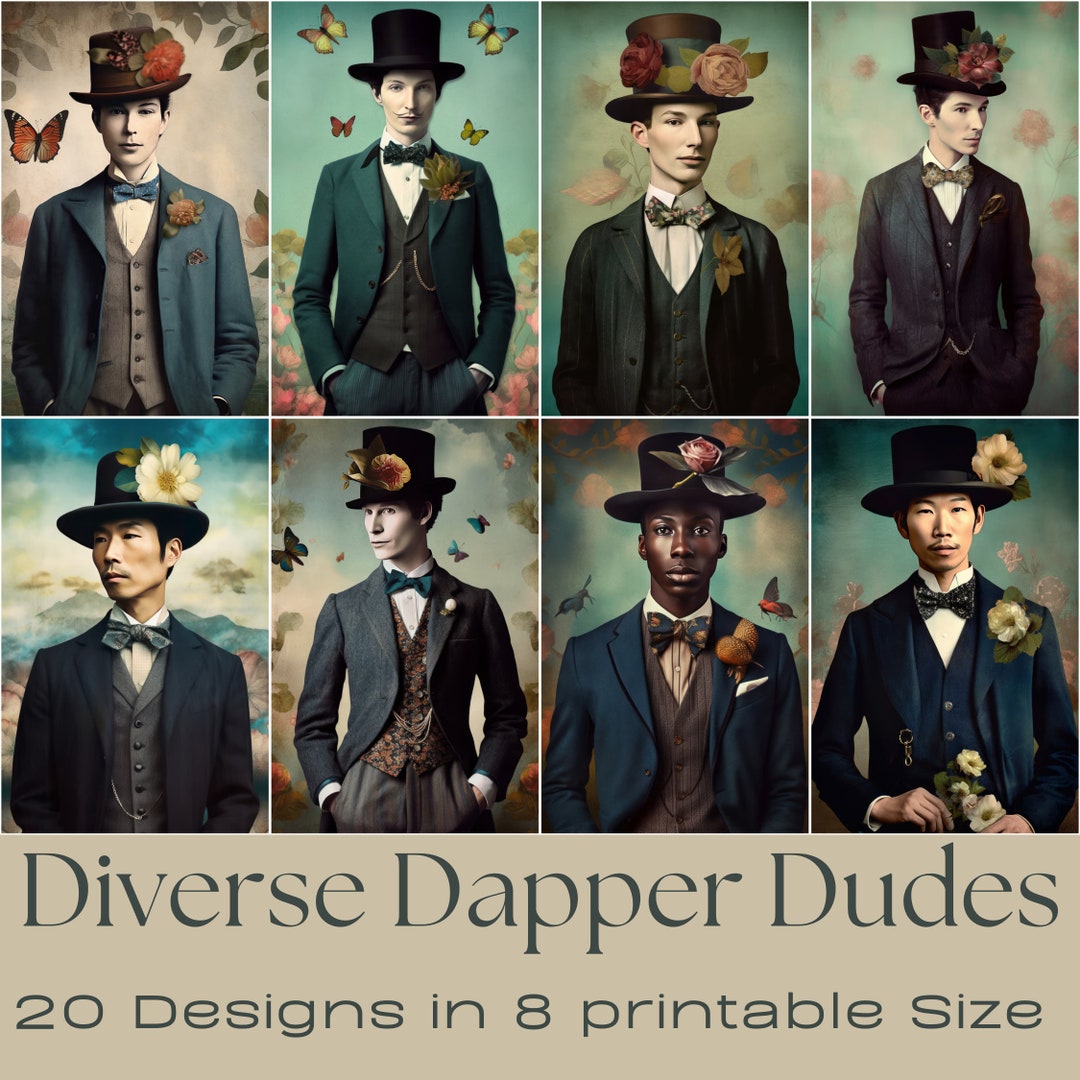 DIVERSE DAPPER DUDES, Journaling Papers, Digital Paper, Printable Junk ...