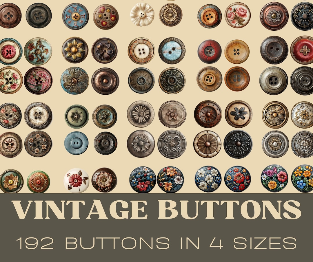 VINTAGE BUTTONS | Fussycut Junk Journal Elements, Scrapbooking Ephemera ...