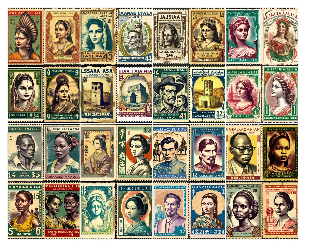 Vintage Postal Stamps Journaling Papers Digital Paper - Etsy