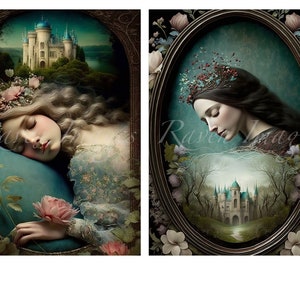 SLEEPING BEAUTY, Journaling Papers, ATC Card, Digital Paper, Printable ...