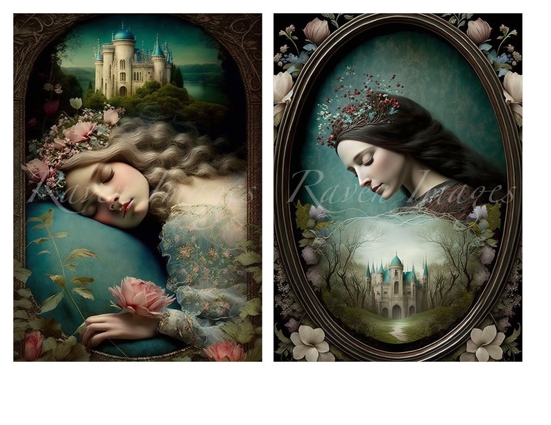 SLEEPING BEAUTY Journaling Papers ATC Cards Digital Paper - Etsy