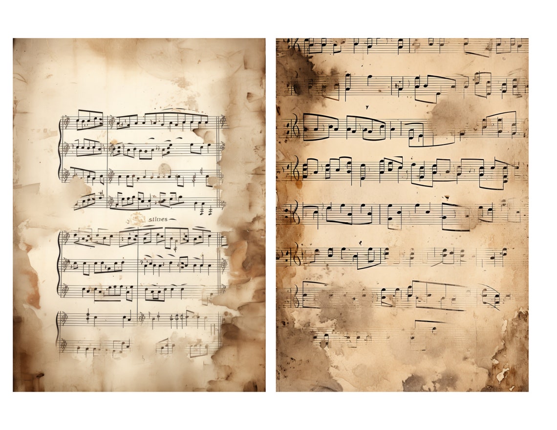 Old Music Sheets |background Journaling Papers, ATC Card, Crafting ...