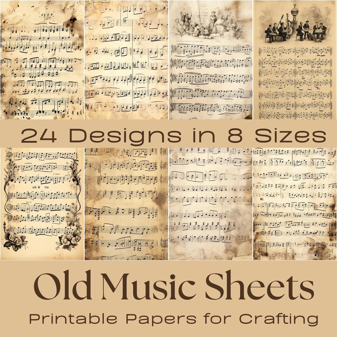 Old Music Sheets |background Journaling Papers, ATC Card, Crafting ...