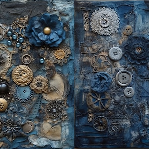 BOHO BLUE TEXTILES | Journaling Covers, Atc Cards, Crafting Papers ...