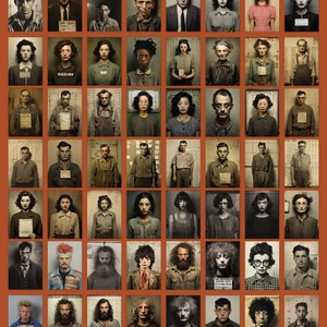 VINTAGE MUG SHOTS, 100 High Resolution Printable Old Photos for Card ...