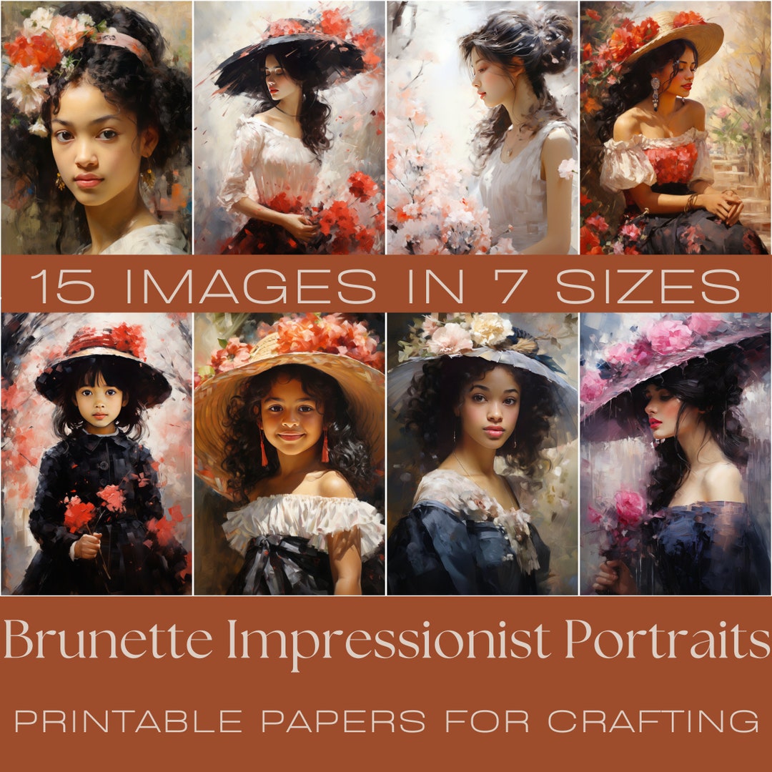 BRUNETTE IMPRESSIONIST PORTRAITS | Journaling Papers, Atc Card ...