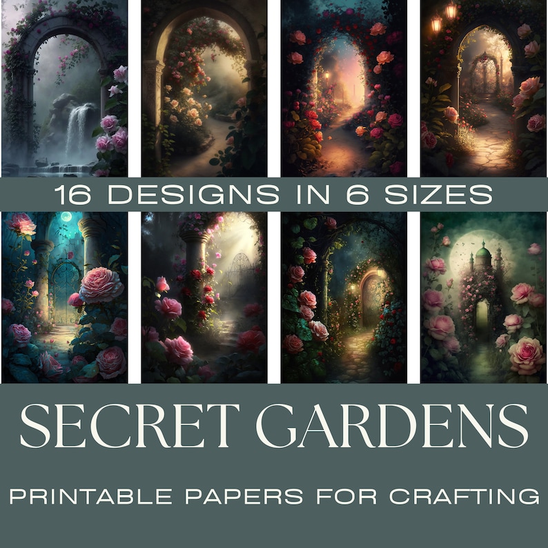 Secret Garden Journaling Papers | ATC Cards, Ephemera (digital Download ...