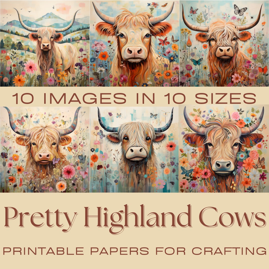 PRETTY HIGHLAND COWS | Highland Cow Journaling Papers, Digital Paper ...