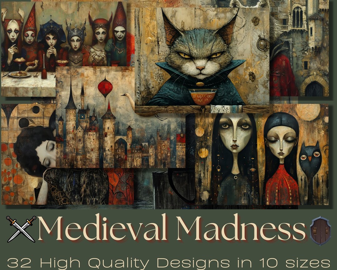 Medieval Printable Art | Journaling Cards, ATC Cards (digital Download ...