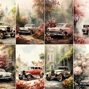 Vintage Car Ephemera | Junk Journal Kit, Scrapbooking (digital Download ...