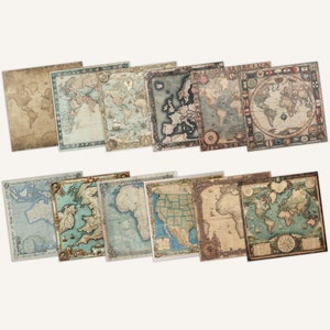 Vintage Map Square Images | Printable Ephemera, Card Making (digital ...