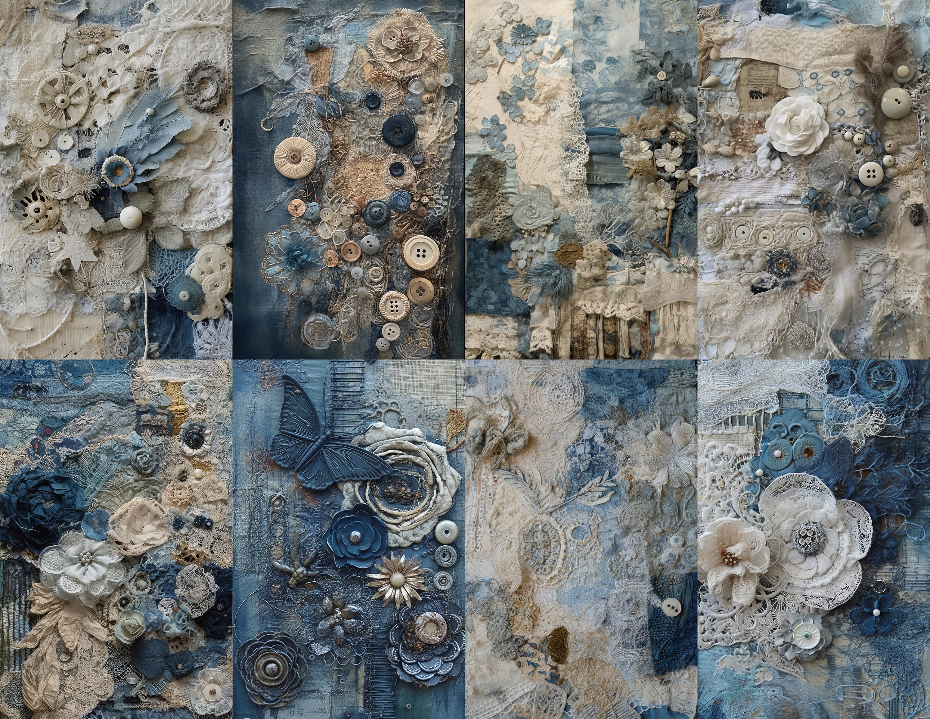 BOHO BLUE TEXTILES | Journaling Covers, Atc Cards, Crafting Papers ...