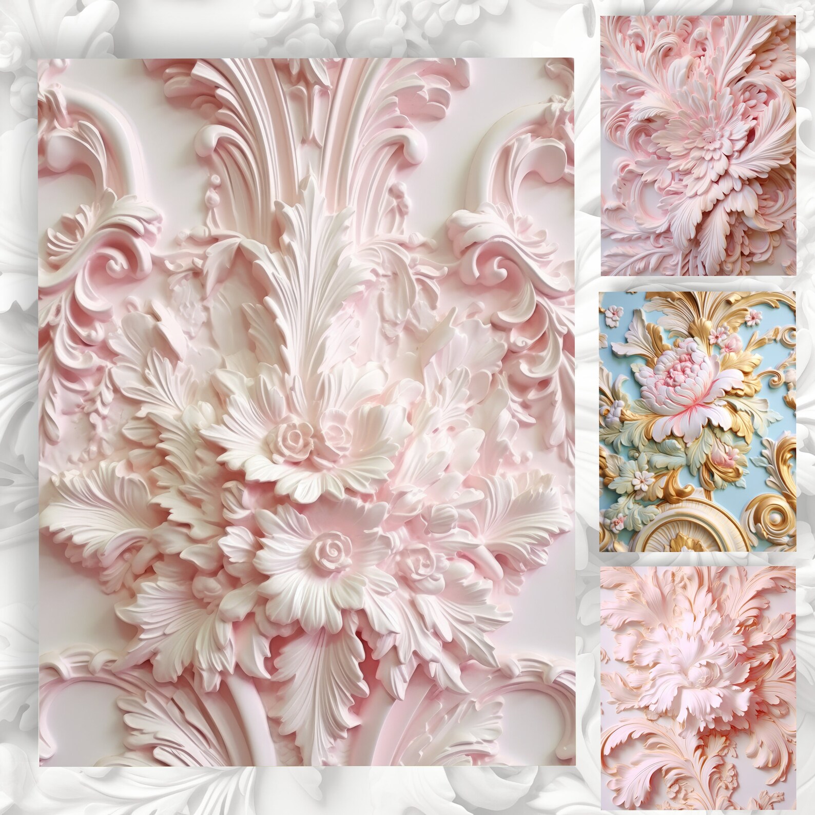 SHABBY CHIC Rococo Background Designs | Journaling Papers, ATC Card ...