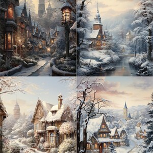 Winter Village Scenes | Printable Journaling Cards, Scrapbooking ...