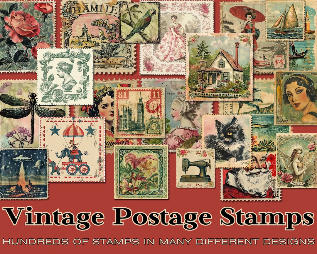 Vintage Postage Stamps, Printable Ephemera for Junk Journals (digital ...