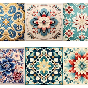 BOHEMIAN SQUARES | Boho Journaling, Mediterranean Tiles, Crafting Paper ...