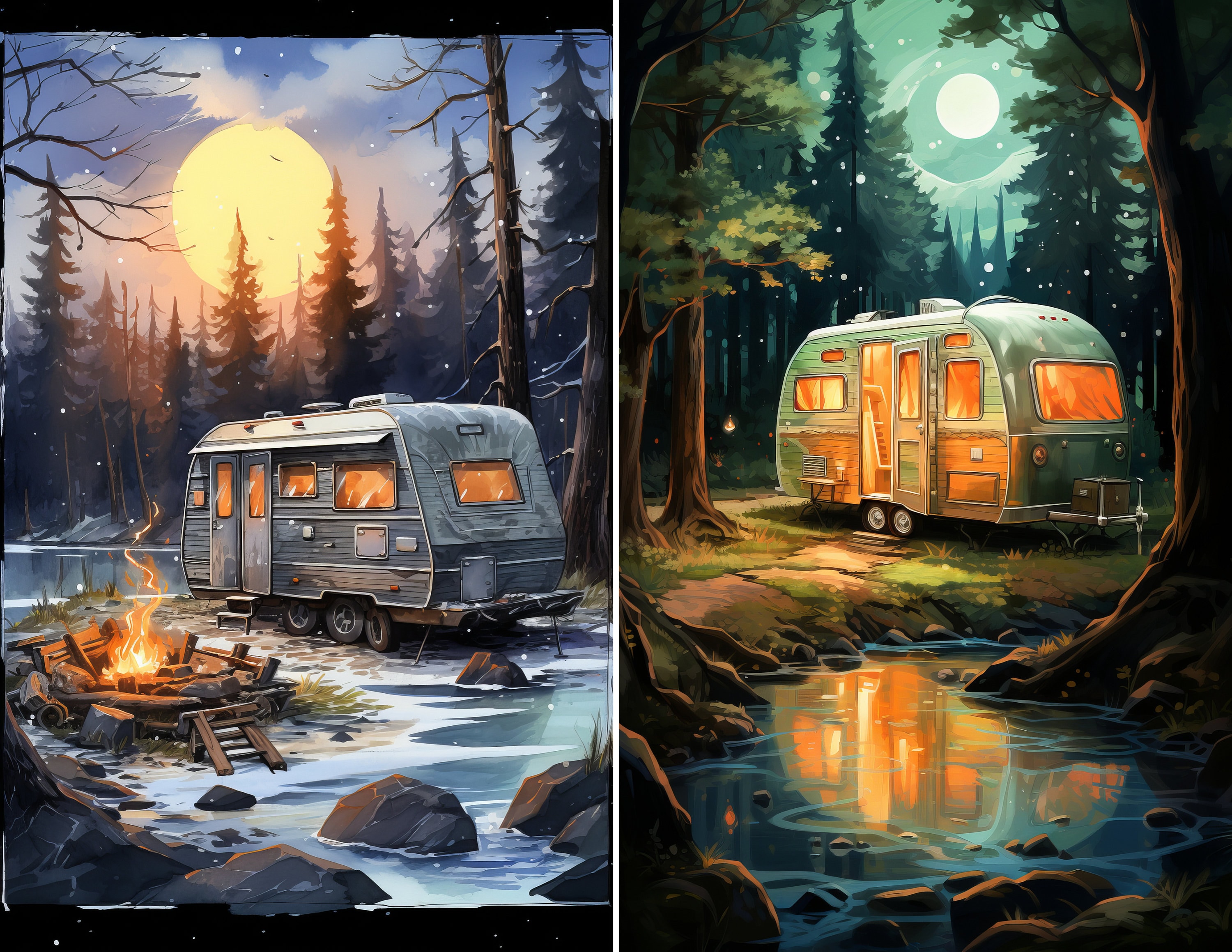 Watercolor Camping Printable Paper | Junk Journal Ephemera (digital ...