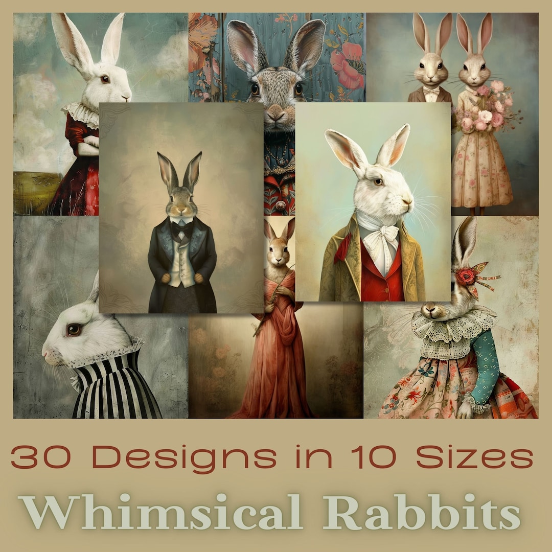 WHIMSICAL RABBITS || Journaling Papers, Elements, Printable Journaling ...