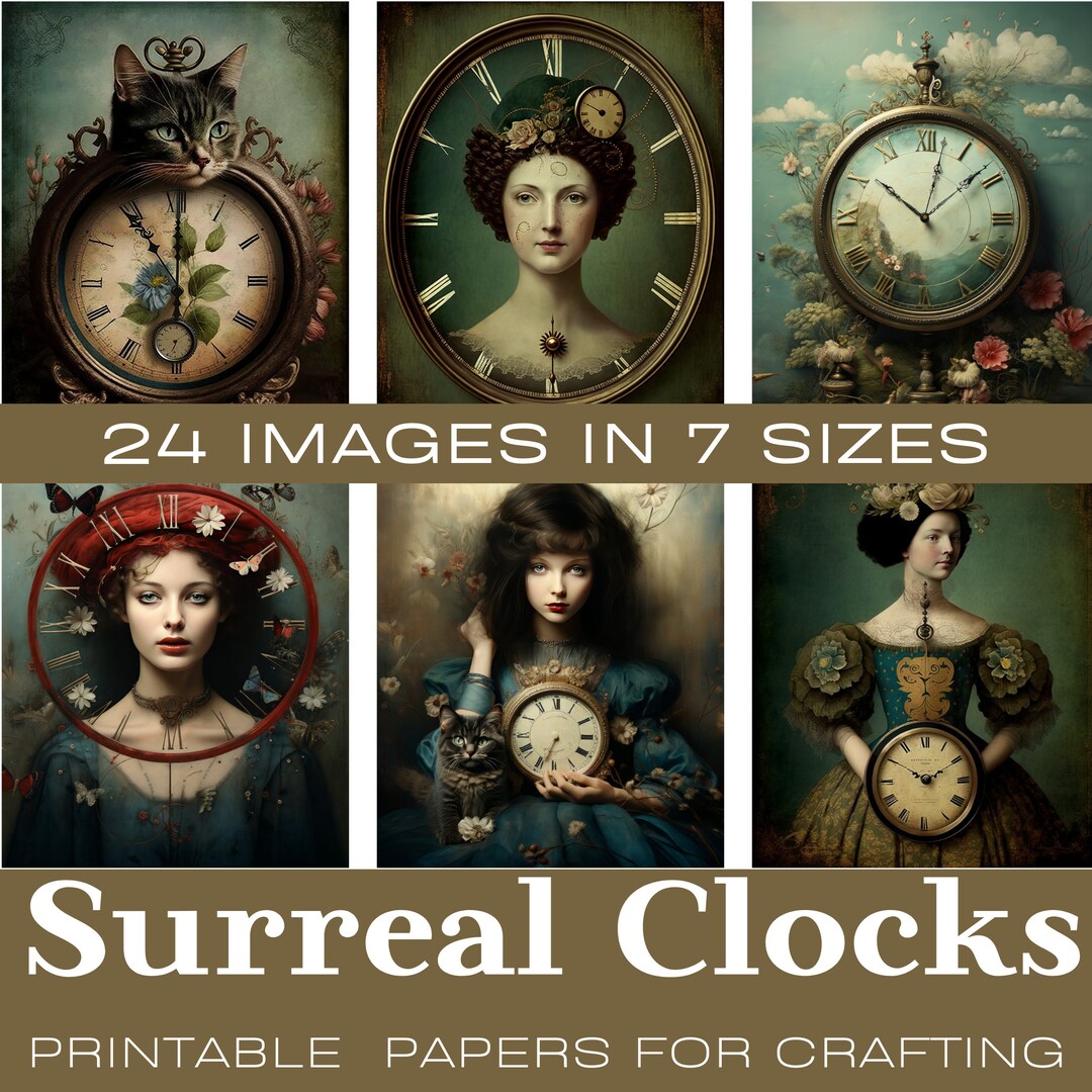 SURREAL CLOCKS | Surreal Wall Art, Crafting Paper, Journal Supplies ...