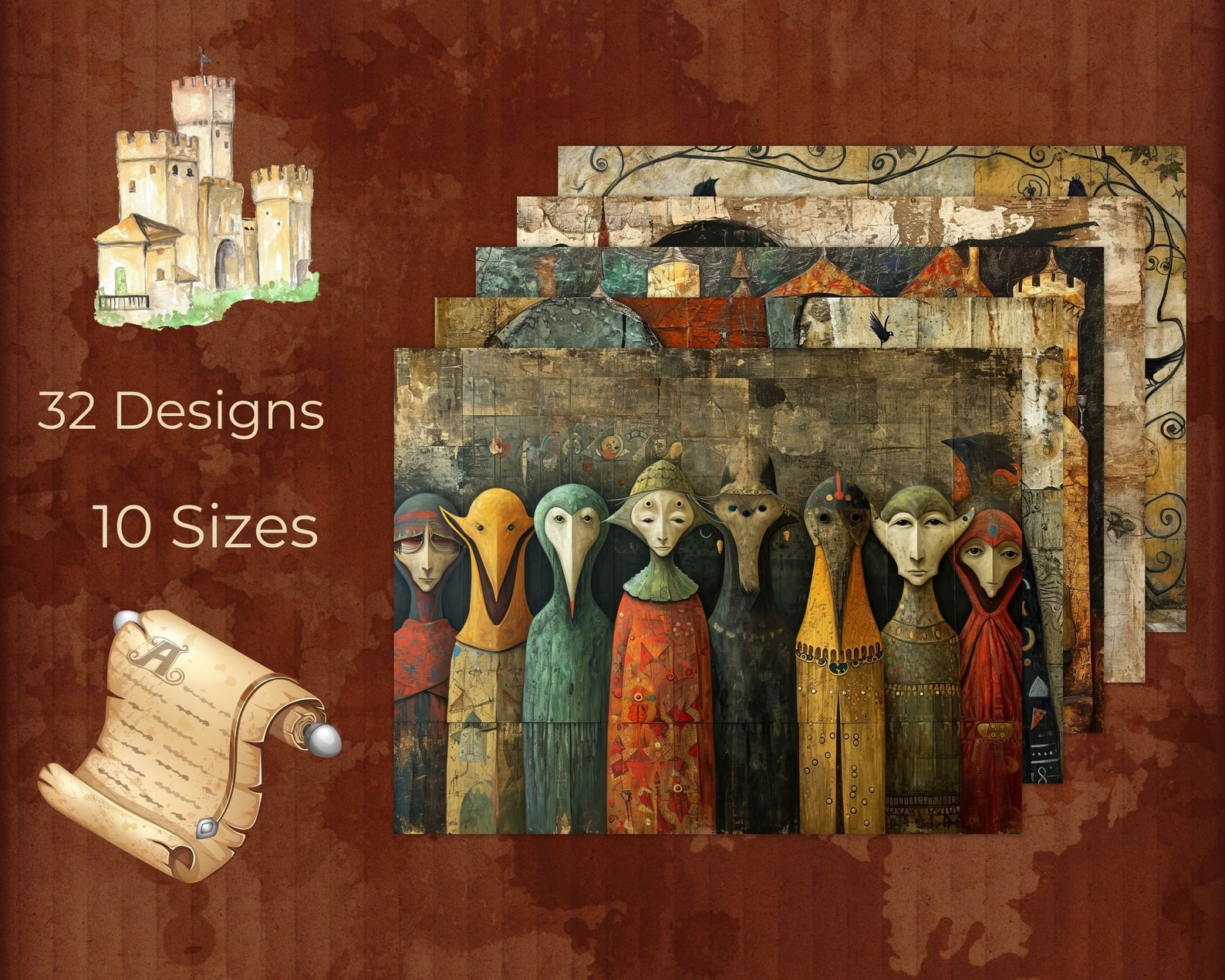 Medieval Printable Art | Journaling Cards, ATC Cards (digital Download ...