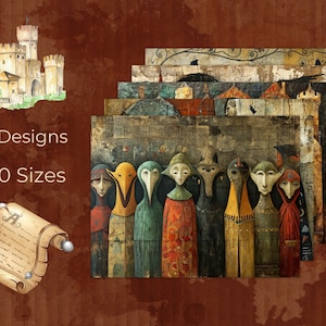 MEDIEVAL MADNESS | Horizontal Printable Art, ATC Cards, Medieval ...