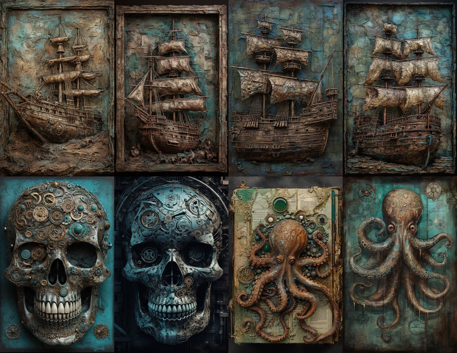 Pirate Carvings Printable Papers | Steampunk Journal Covers (digital ...