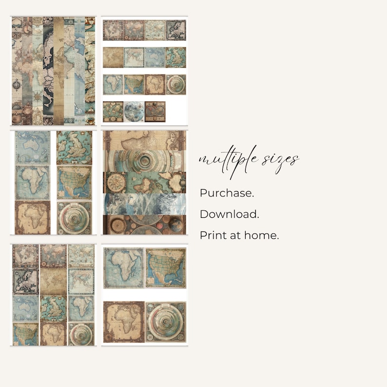 Vintage Map Square Images | Printable Ephemera, Card Making (digital ...