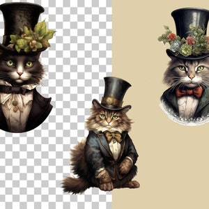 Victorian Cats PNG Clipart | Transparent Background, Sublimination ...