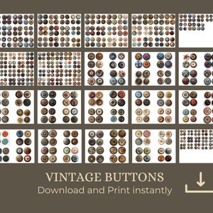 Vintage Buttons Digital Collage | Scrapbooking Ephemera (digital ...