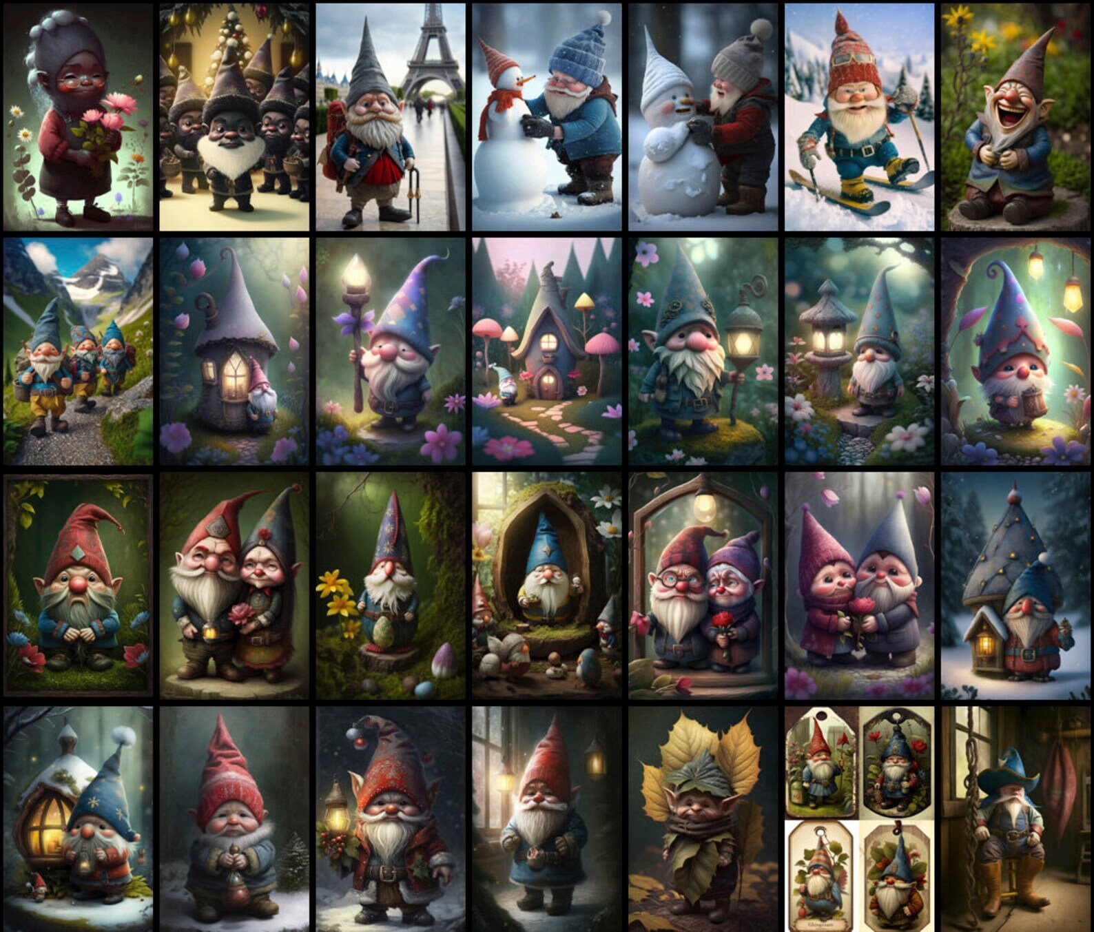 110 GNOMES for All Seasons MEGA BUNDLE, High Resolution, Card Making ...