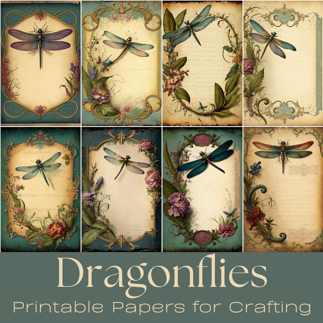 DRAGONFLY JOURNALING Kit, Journaling Pages, Printable Journaling Cards ...