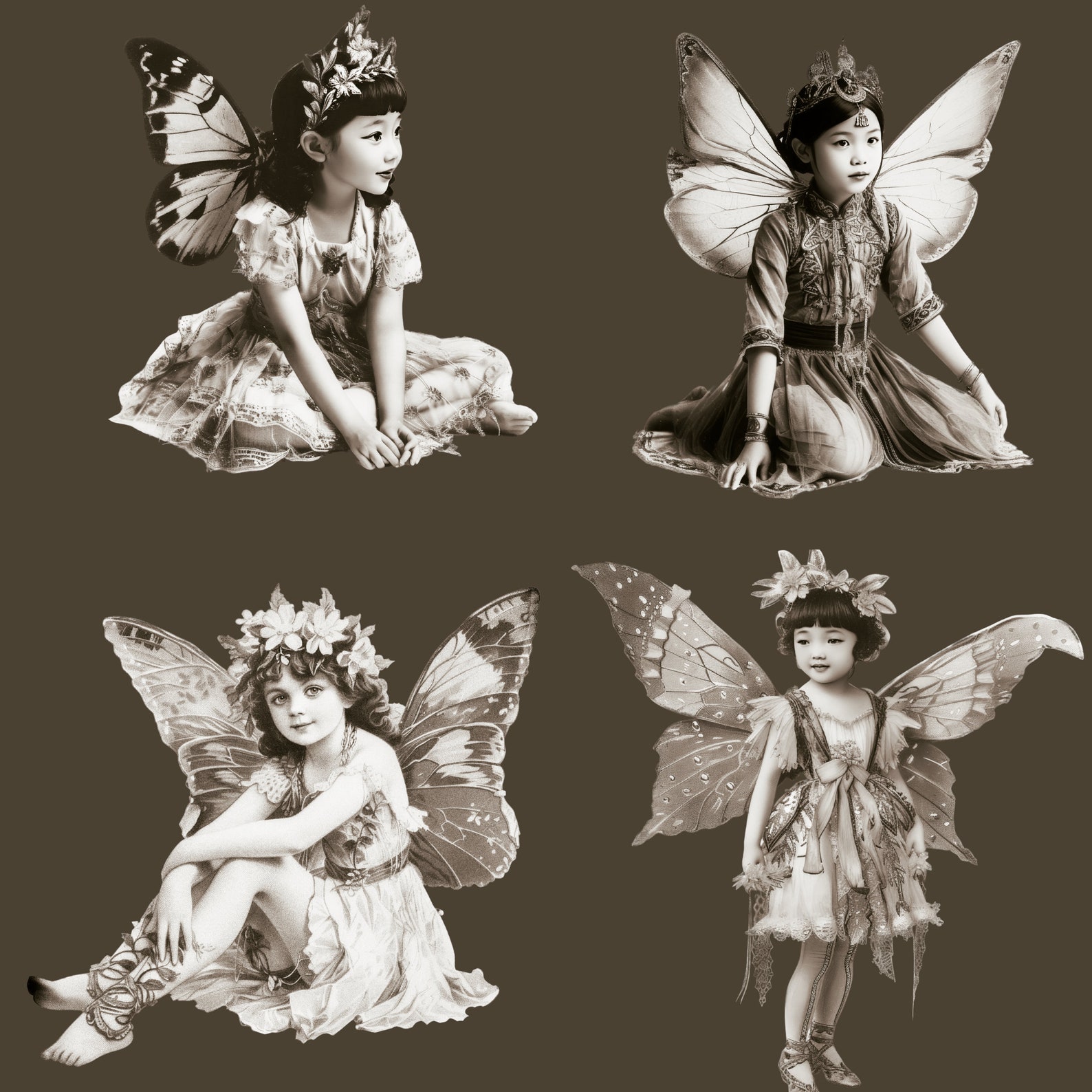 VINTAGE FAIRY Clip Art | Diverse PNG Fairies With Transparent ...