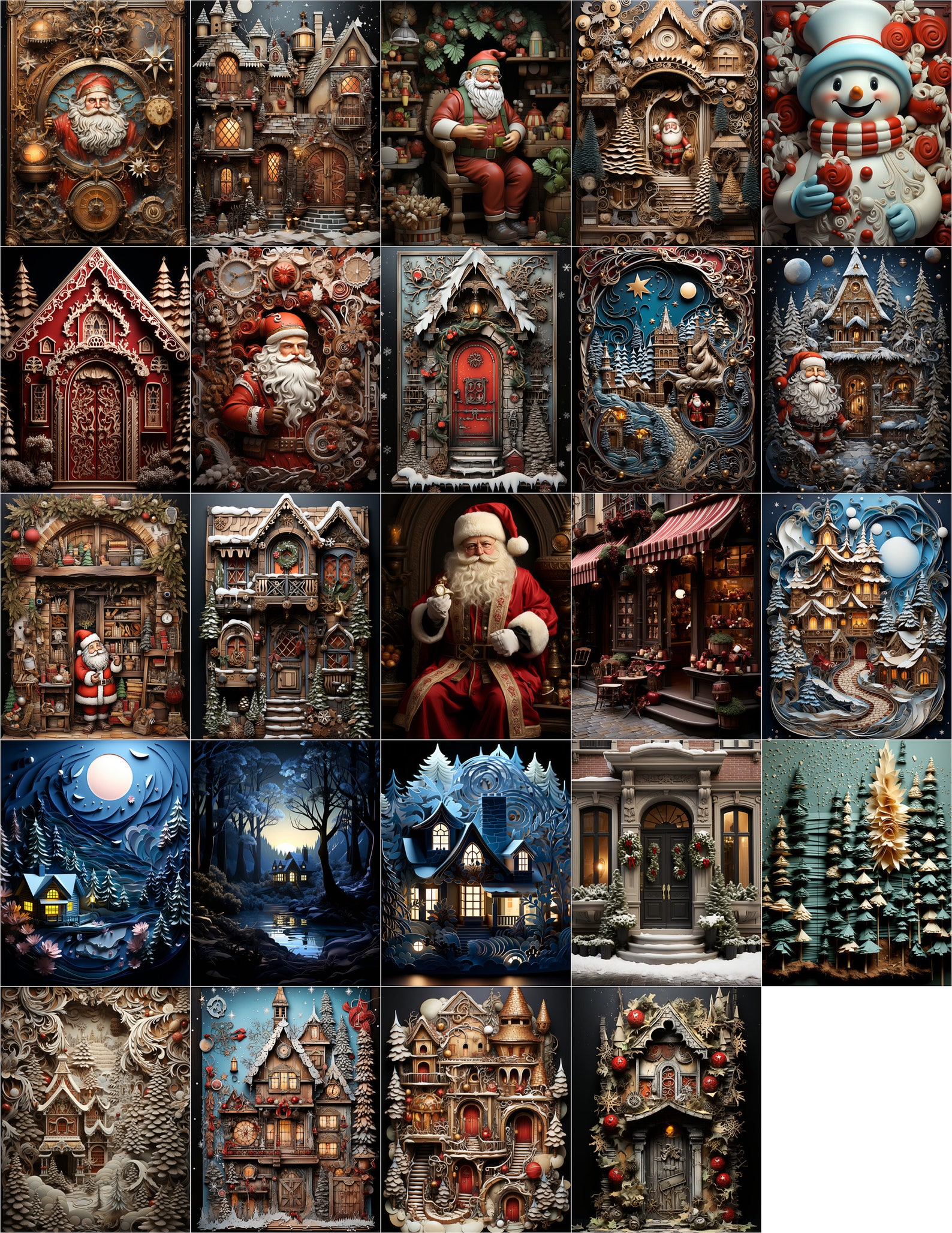 3D Christmas Card Making Papers | Printable Ephemera (digital Download ...