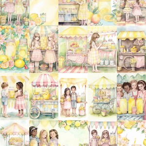 Lemonade Stand Digital Paper | Printable Ephemera (instant Download) - Etsy